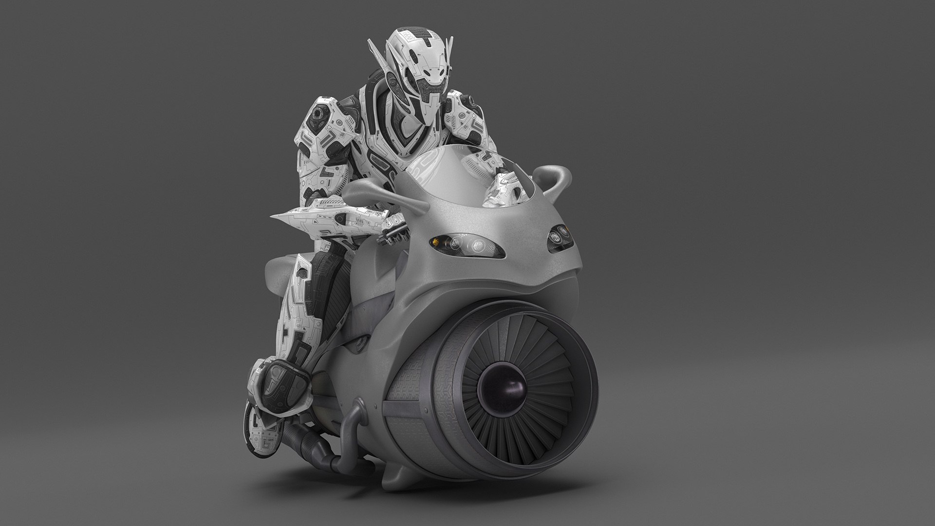3D Futuristic Robot On Concept Motorcycle - TurboSquid 2270630