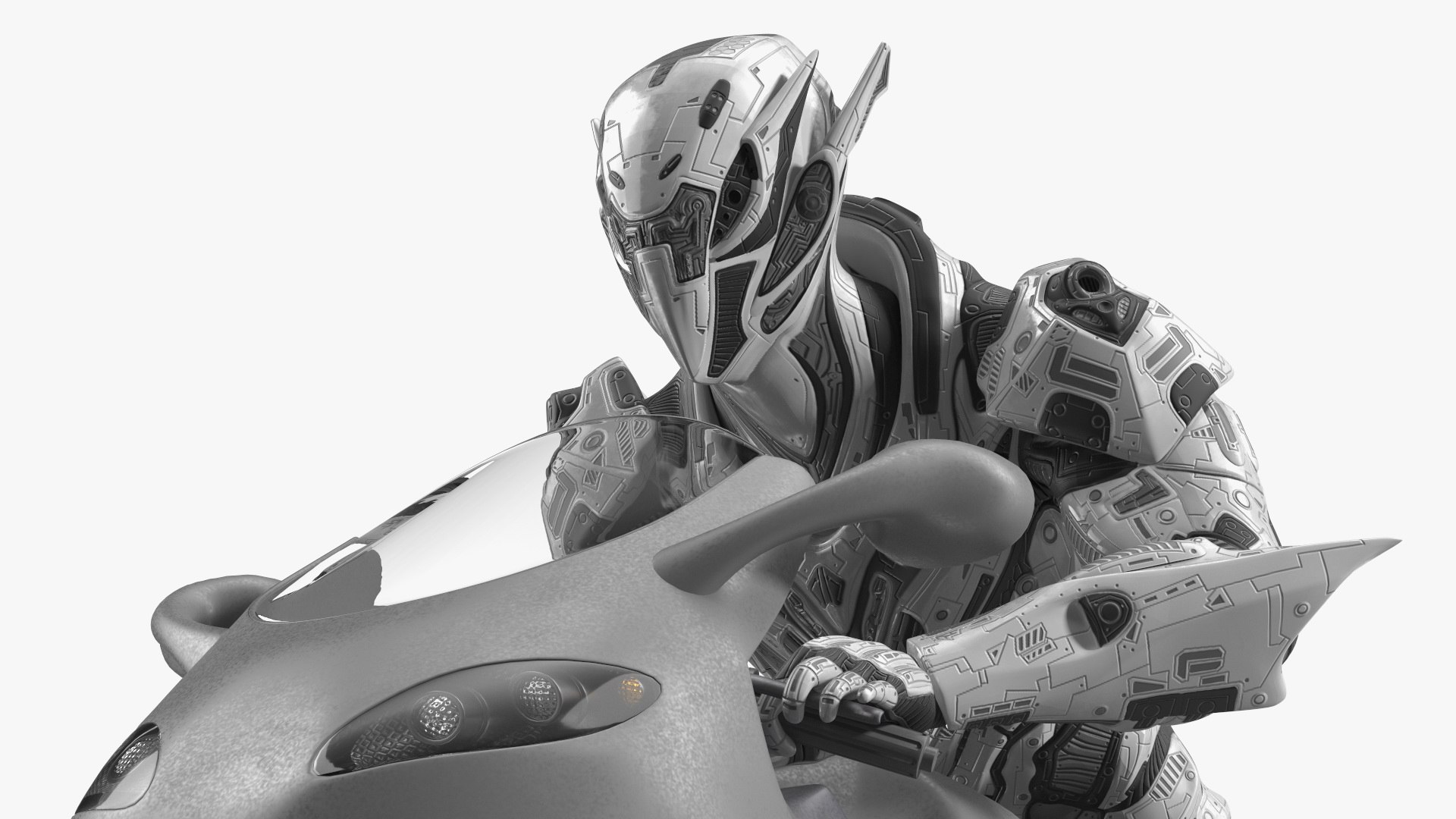 3D Futuristic Robot On Concept Motorcycle - TurboSquid 2270630
