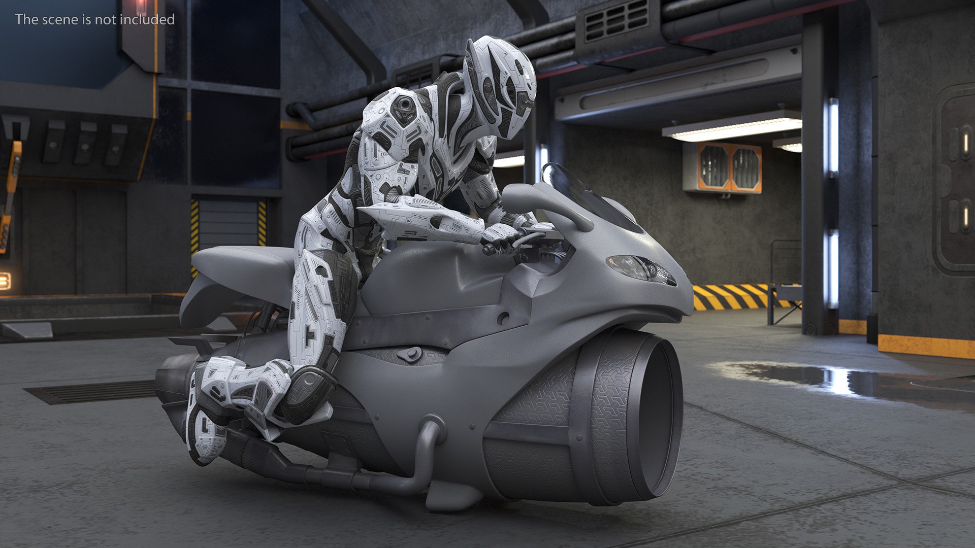3D Futuristic Robot On Concept Motorcycle - TurboSquid 2270630