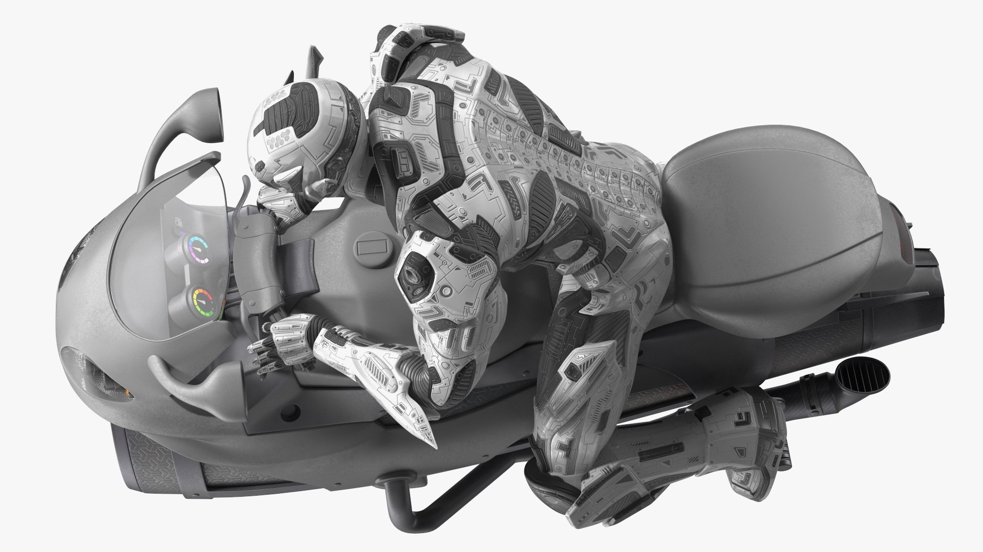 3D Futuristic Robot On Concept Motorcycle - TurboSquid 2270630