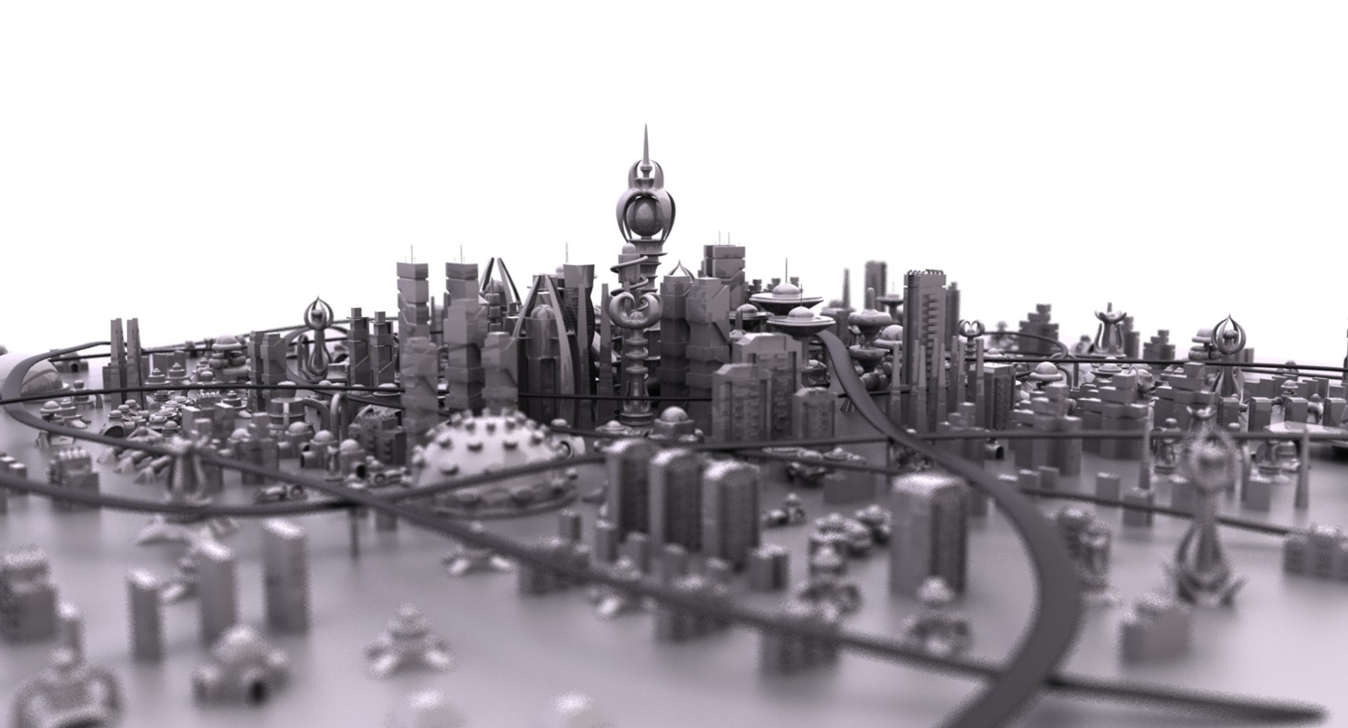 science fiction town 3d max