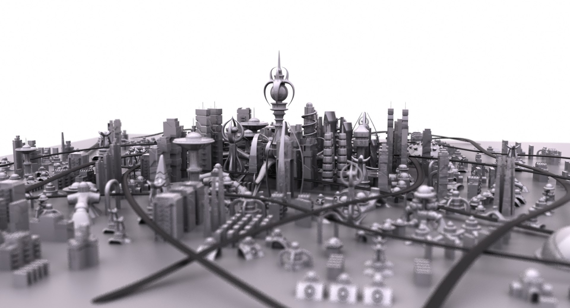 science fiction town 3d max