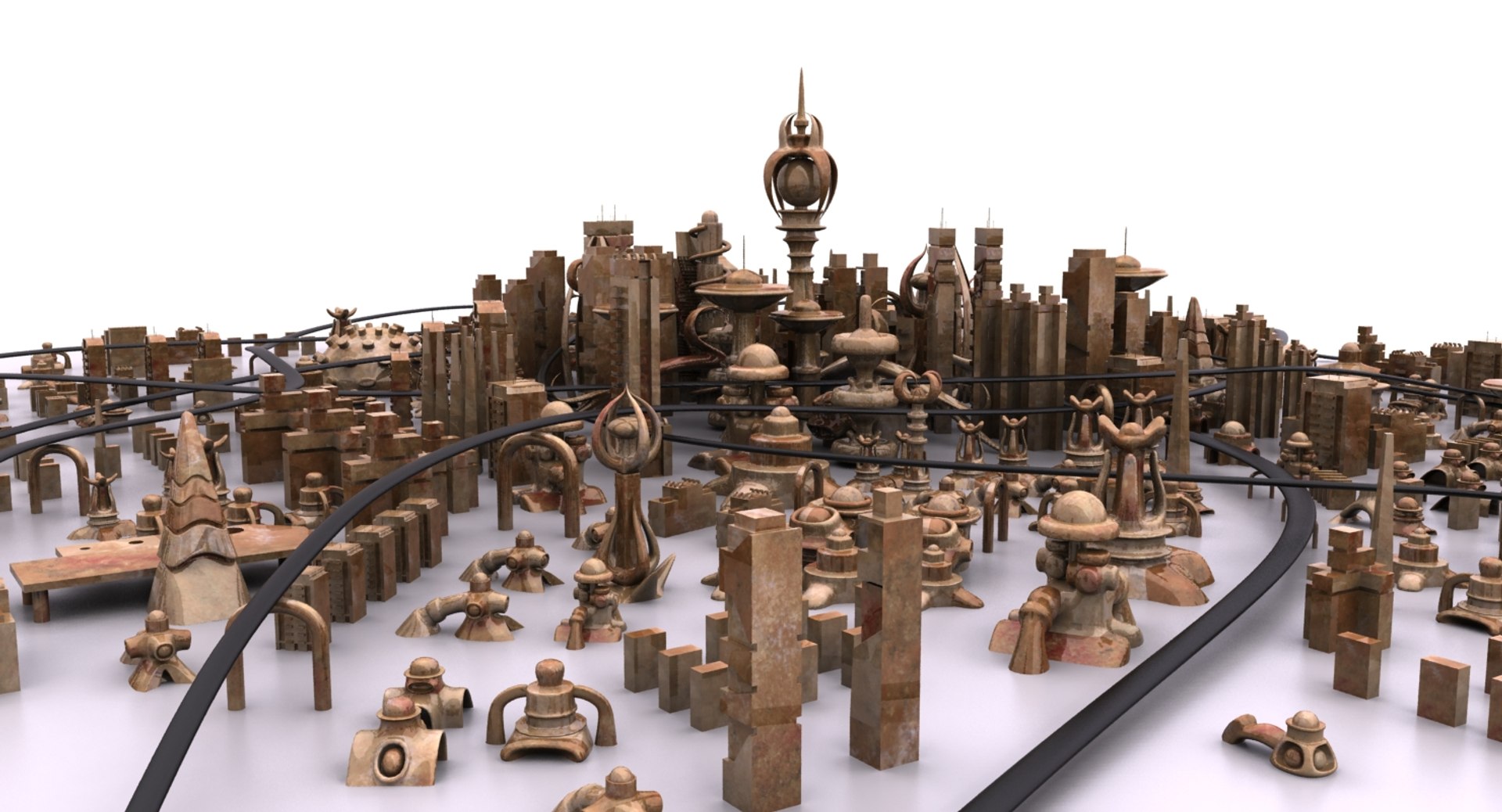 science fiction town 3d max