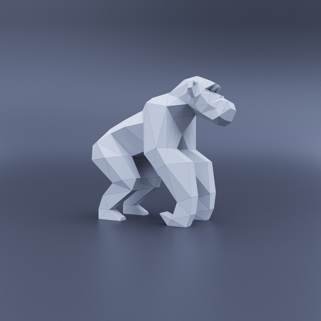 Low Poly Chimpanzee Model Origami 3D Print Model 3D Print Model 3D ...