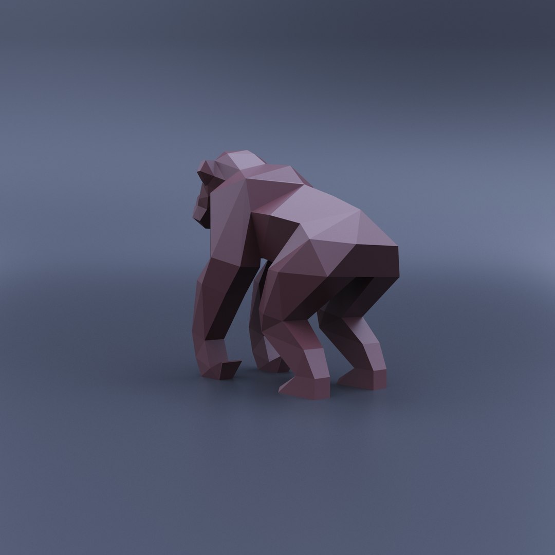 Low Poly Chimpanzee Model Origami 3D Print Model 3D Print Model 3D ...