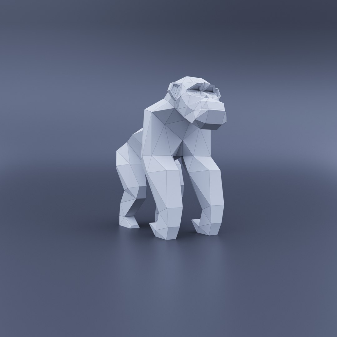 Low Poly Chimpanzee Model Origami 3D Print Model 3D Print Model 3D ...