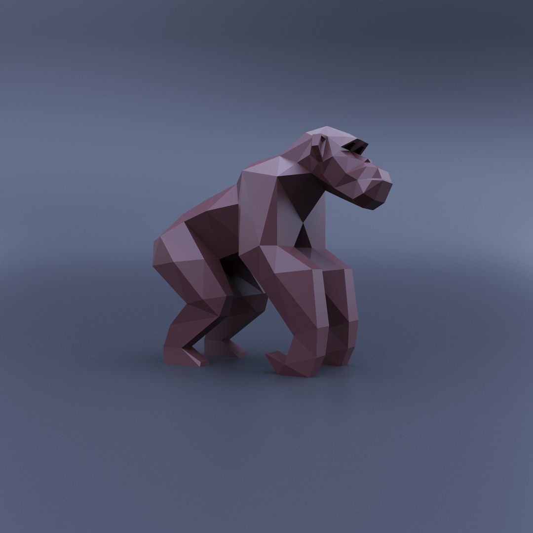 Low Poly Chimpanzee Model Origami 3D Print Model 3D Print Model 3D ...