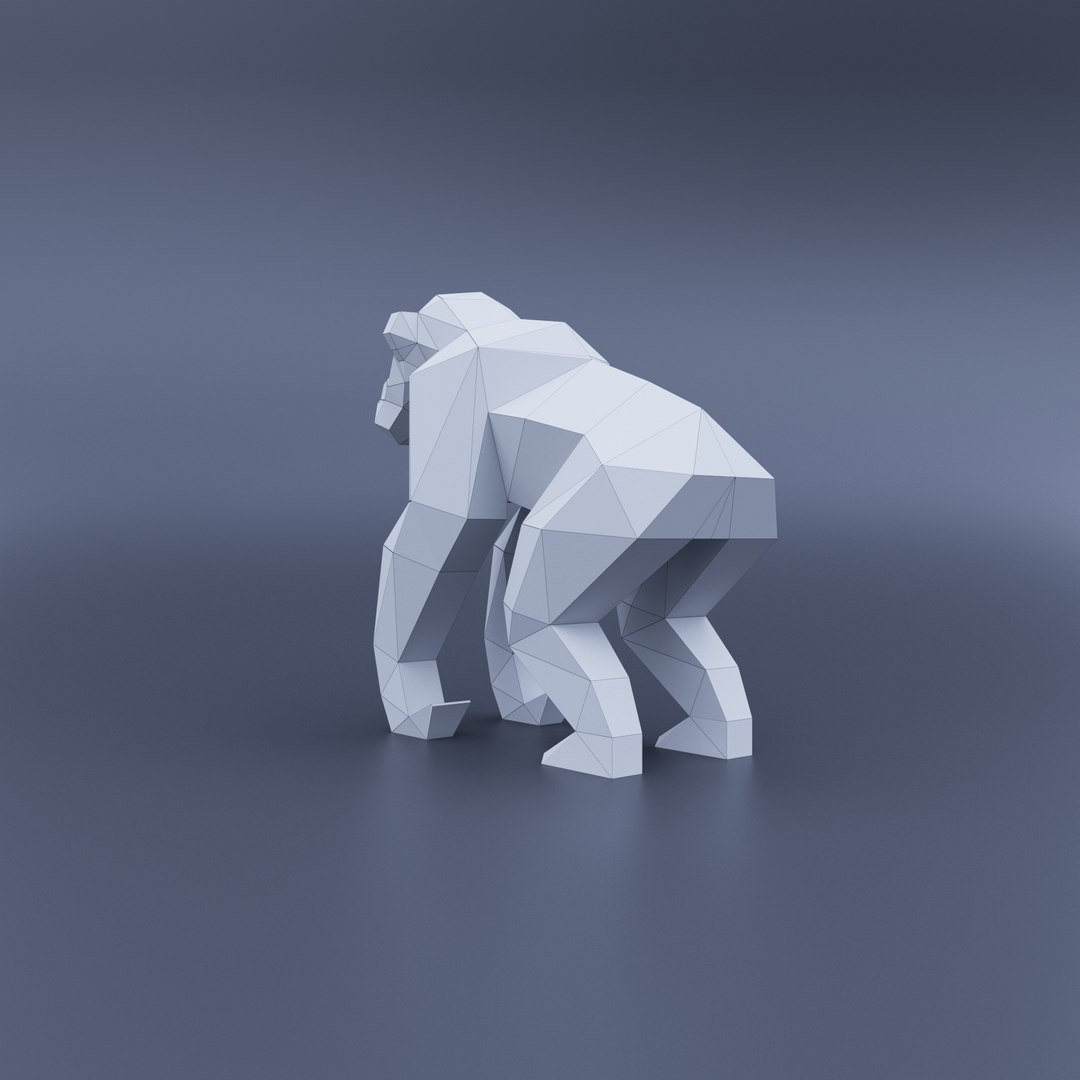 Low Poly Chimpanzee Model Origami 3D Print Model 3D Print Model 3D ...