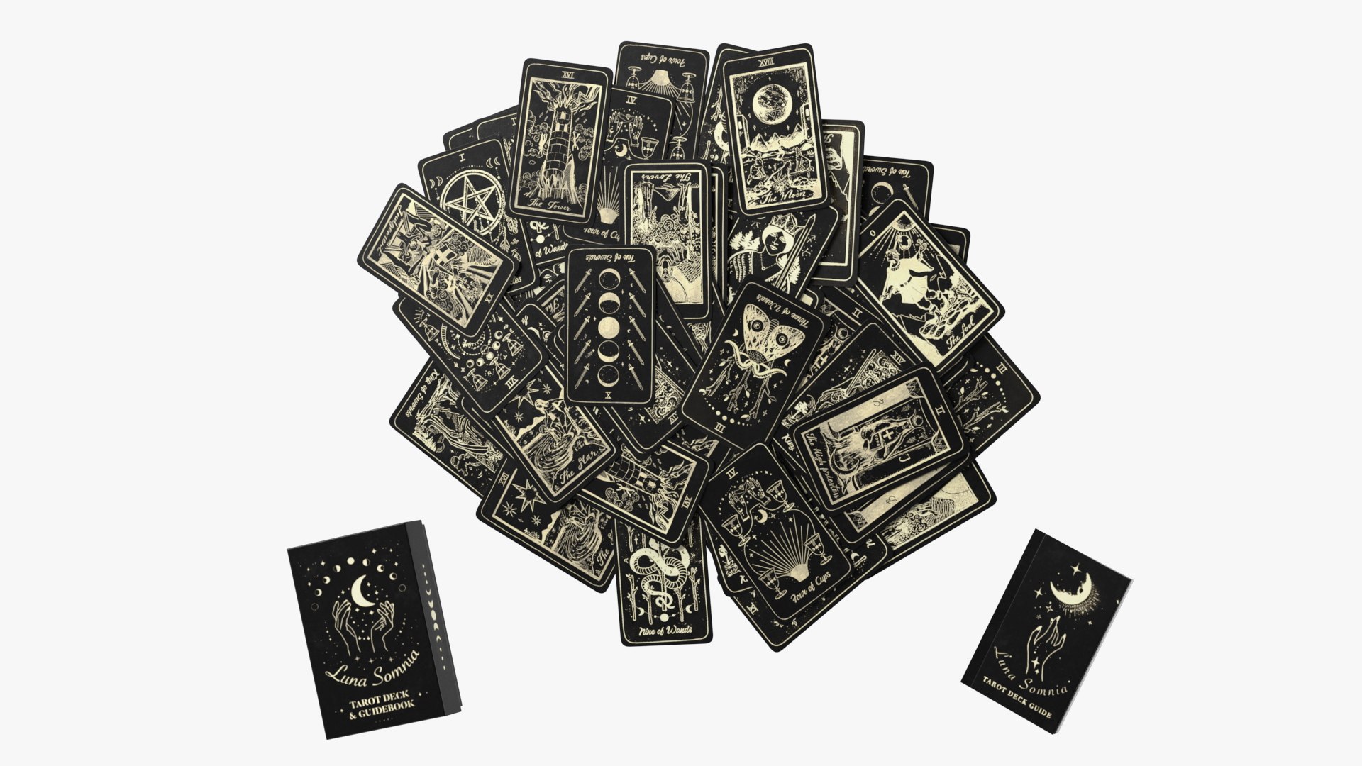 Black Tarot Cards Scattered 3D Model - TurboSquid 1975133