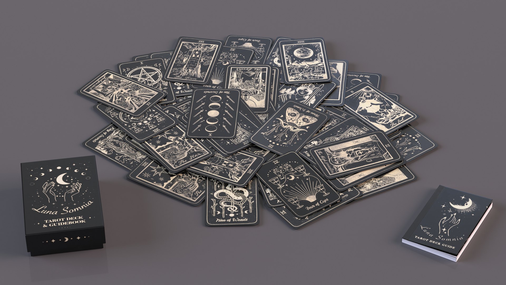 Black Tarot Cards Scattered 3D Model - TurboSquid 1975133