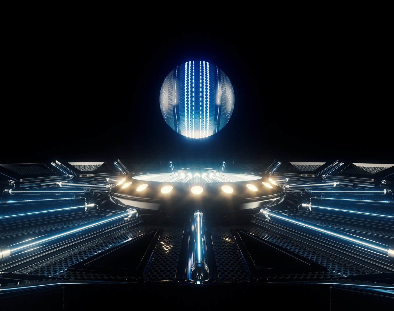 Futuristic Cricket Ball And Stage 3D - TurboSquid 2087051