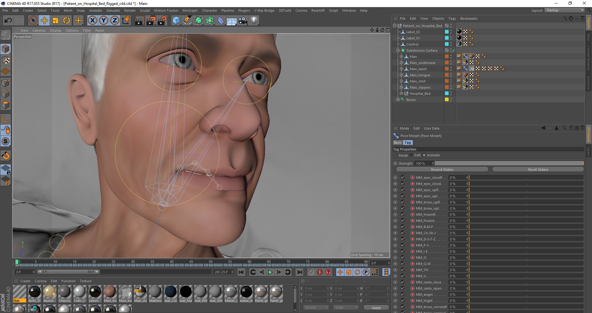 Patient On Hospital Bed Rigged For Cinema 4D Model - TurboSquid 1862119