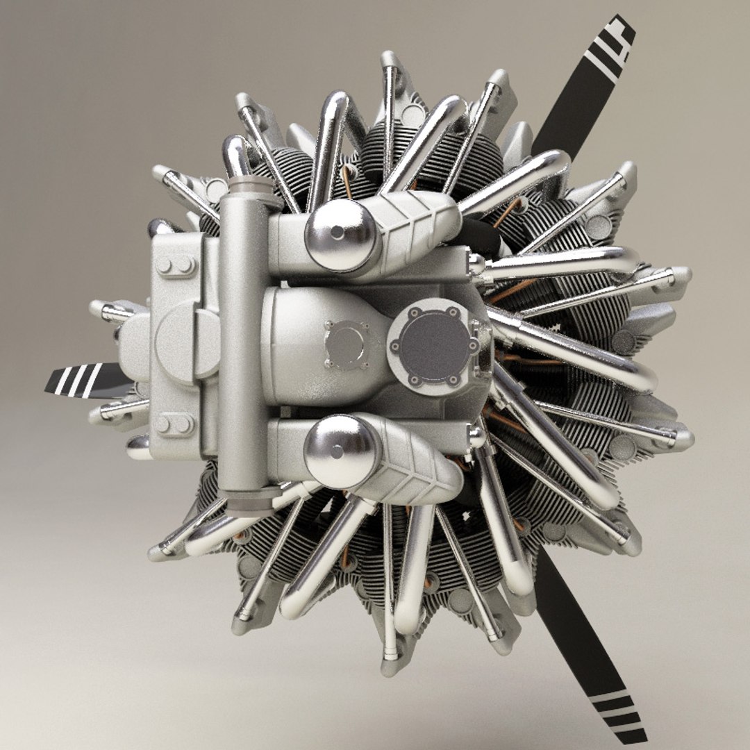 3d twin row-14 wasp radial engine model