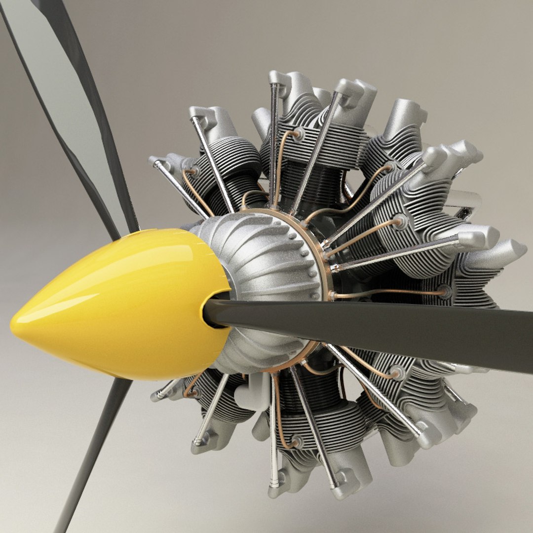 3d twin row-14 wasp radial engine model