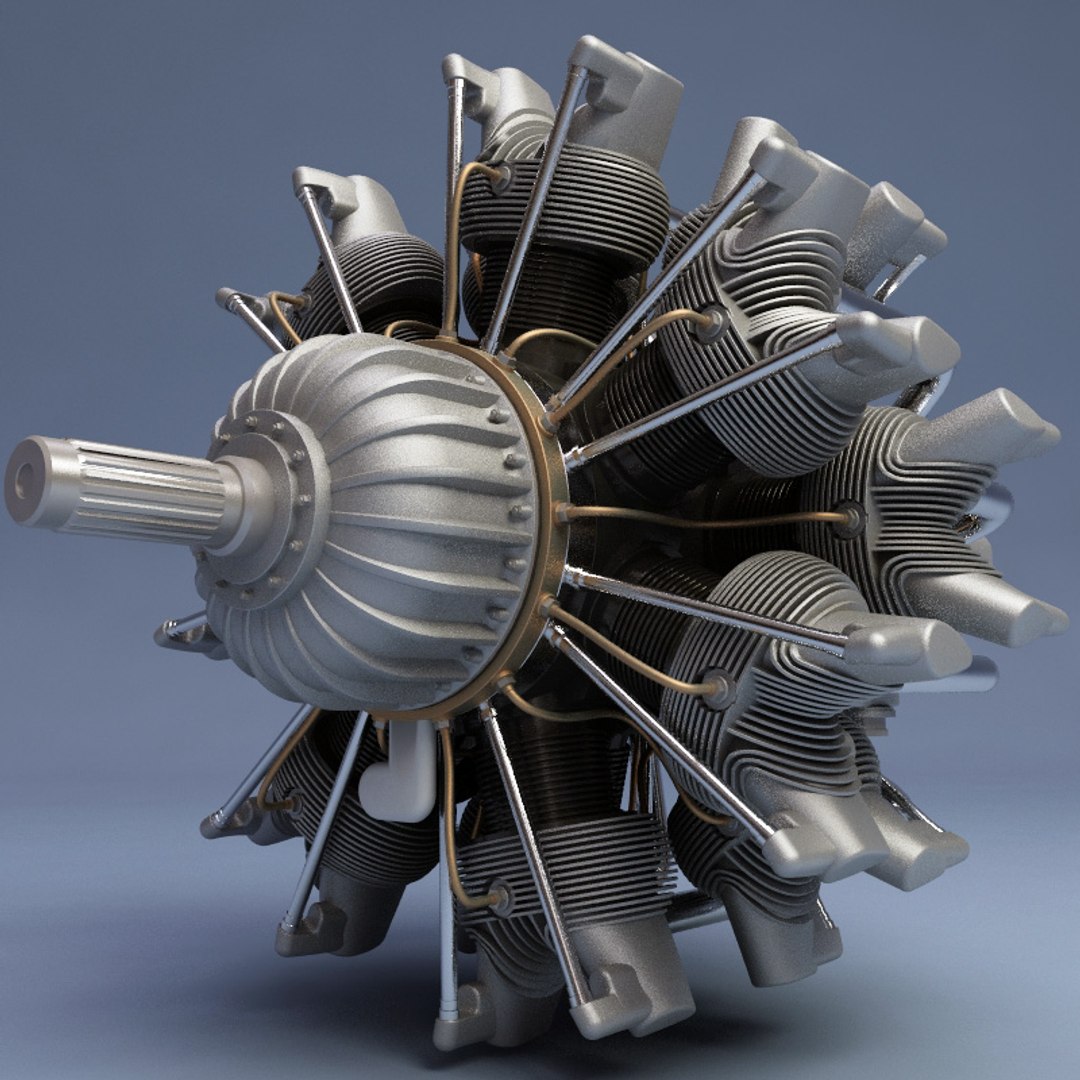 3d twin row-14 wasp radial engine model