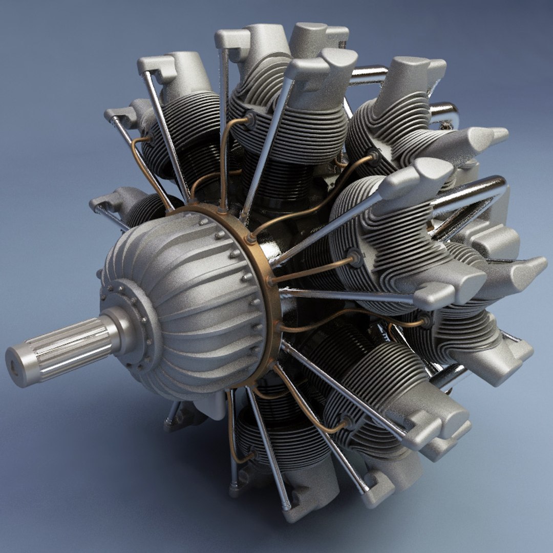 3d twin row-14 wasp radial engine model