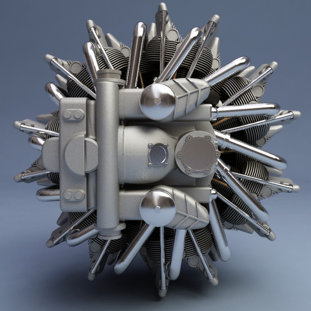 3d twin row-14 wasp radial engine model