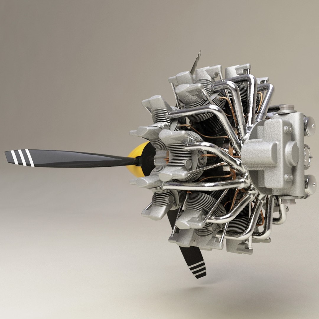 3d twin row-14 wasp radial engine model