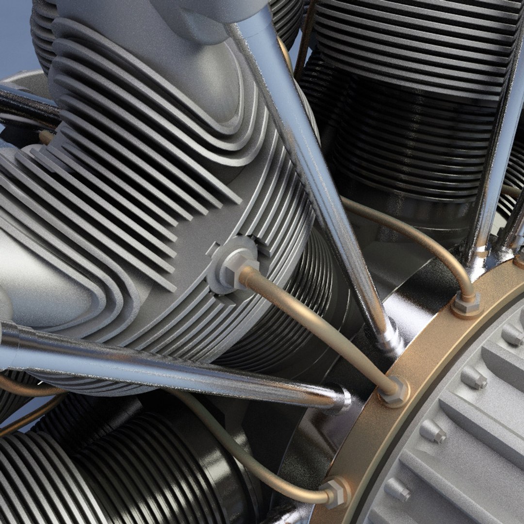 3d twin row-14 wasp radial engine model