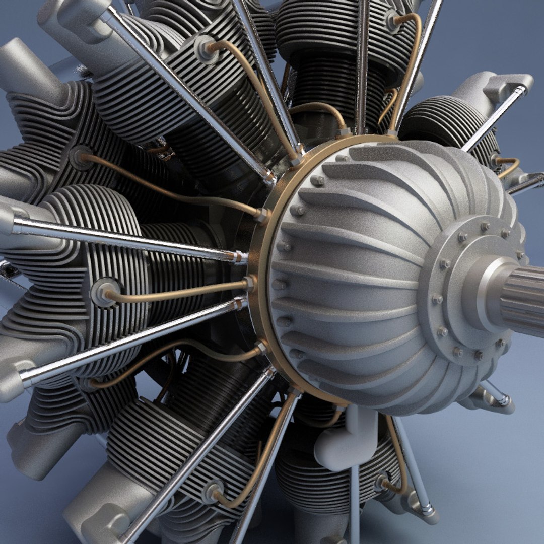 3d twin row-14 wasp radial engine model
