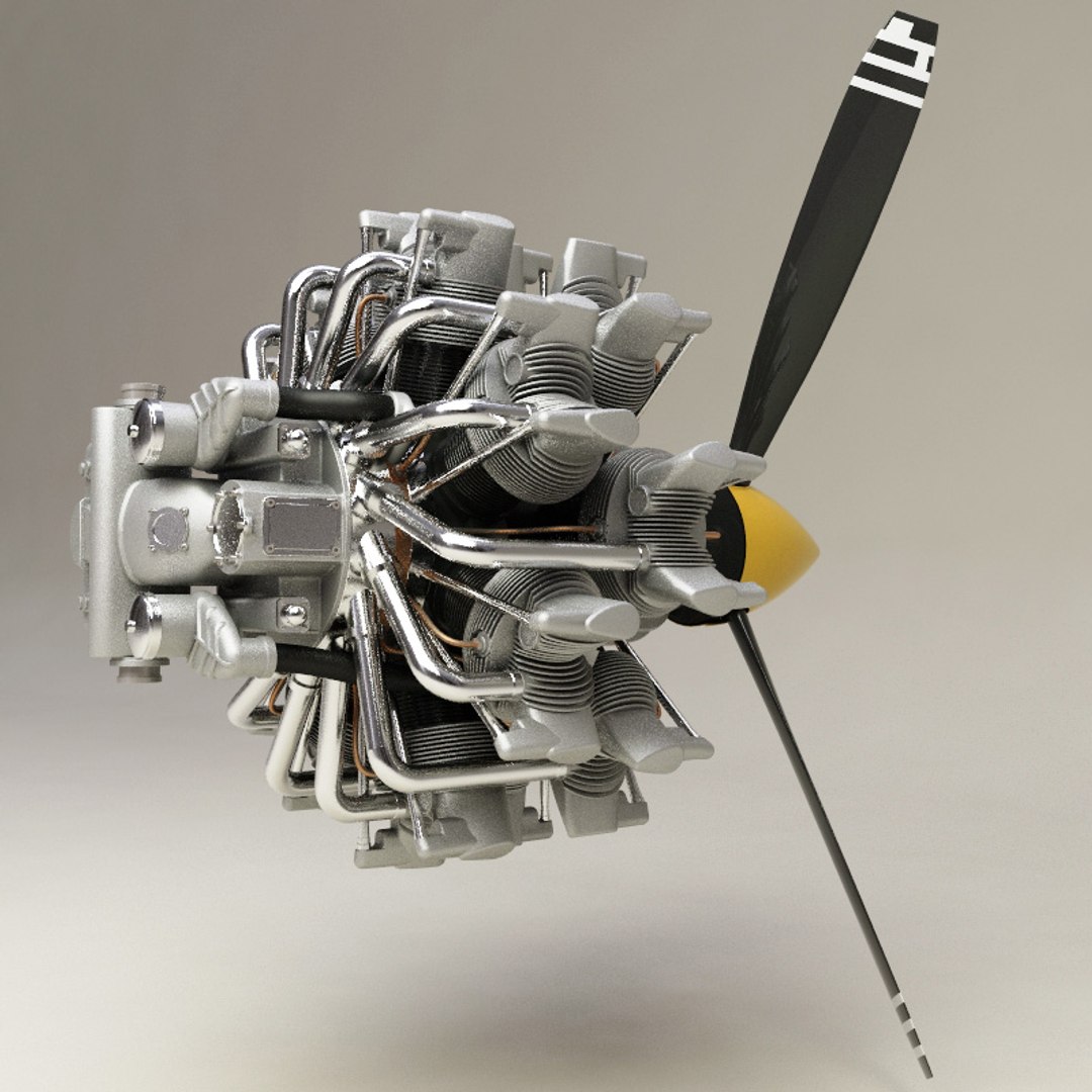 3d twin row-14 wasp radial engine model