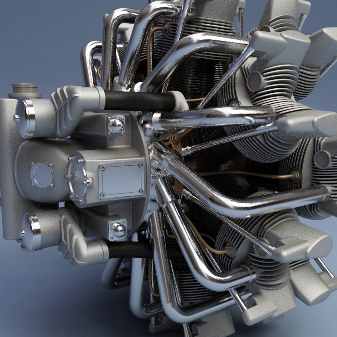 3d twin row-14 wasp radial engine model