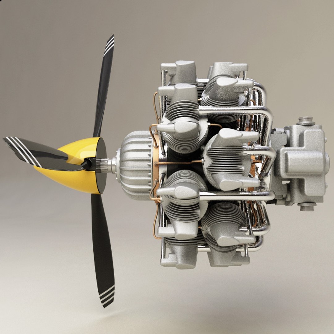 3d twin row-14 wasp radial engine model