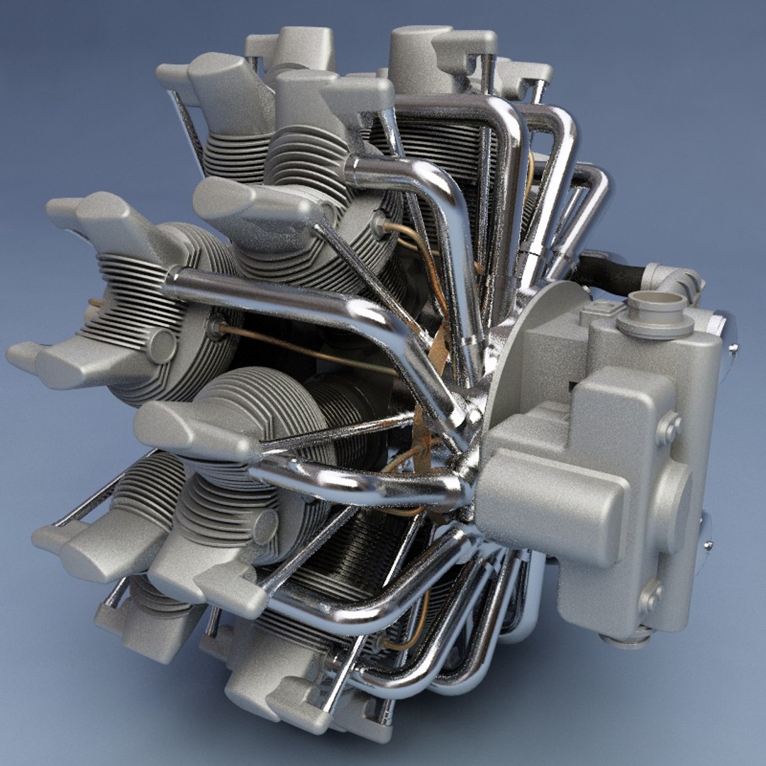 3d twin row-14 wasp radial engine model
