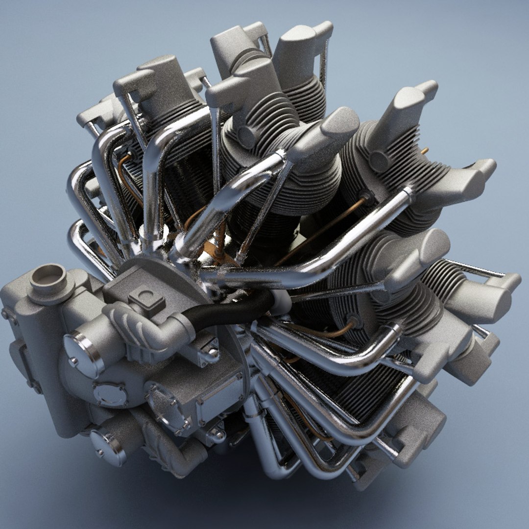 3d twin row-14 wasp radial engine model