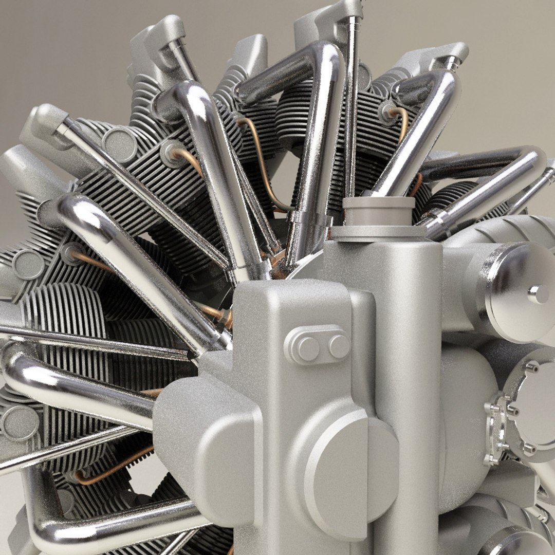 3d twin row-14 wasp radial engine model