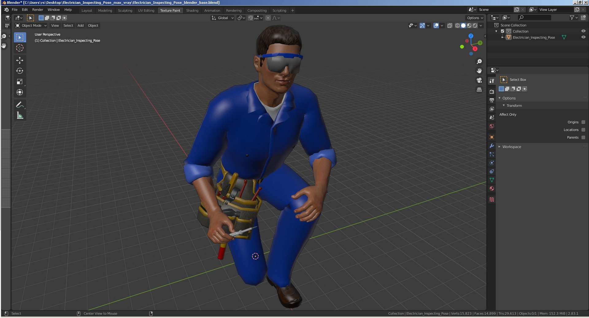 3D model electrician inspecting pose electrical - TurboSquid 1606358