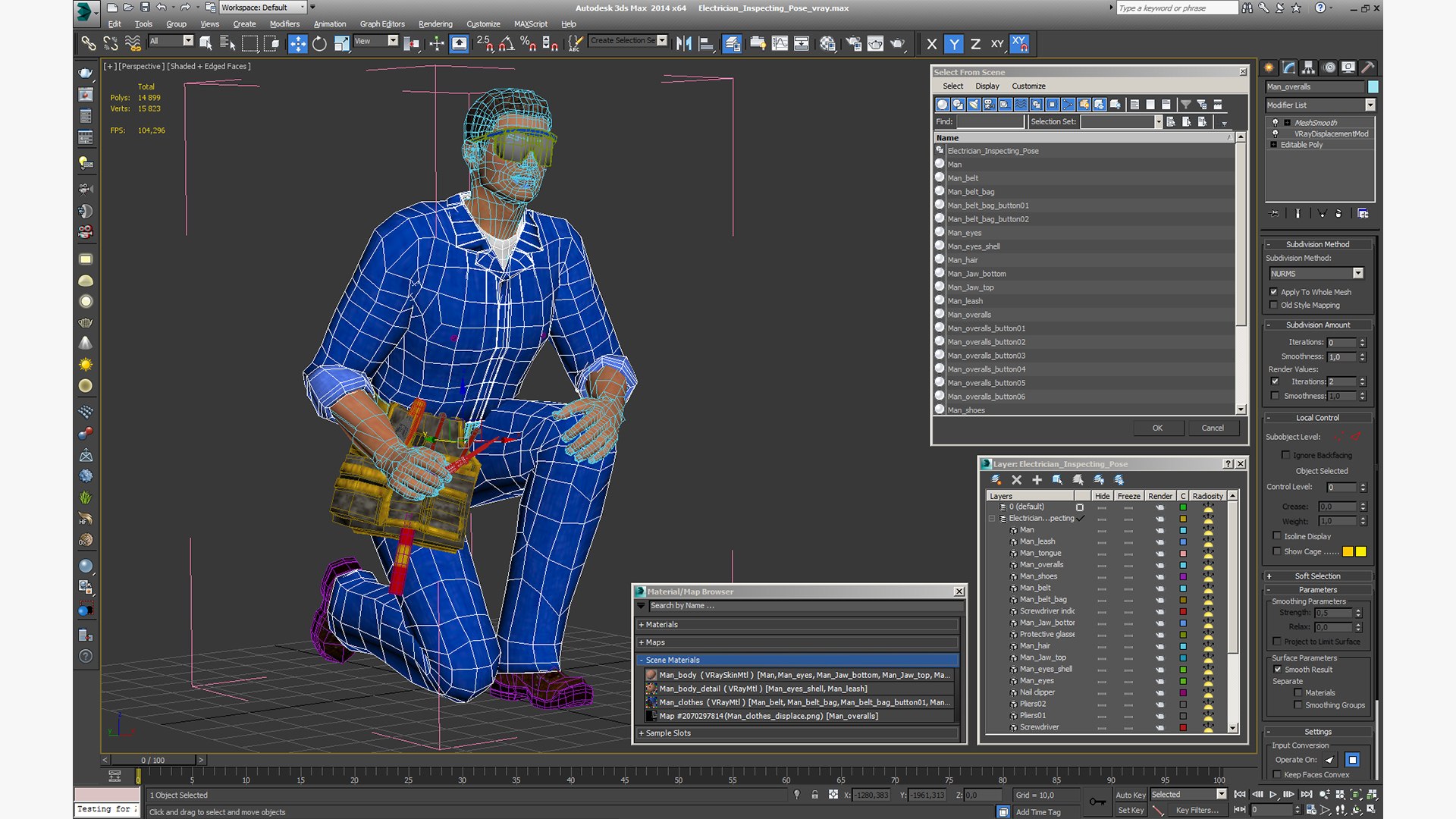 3D model electrician inspecting pose electrical - TurboSquid 1606358