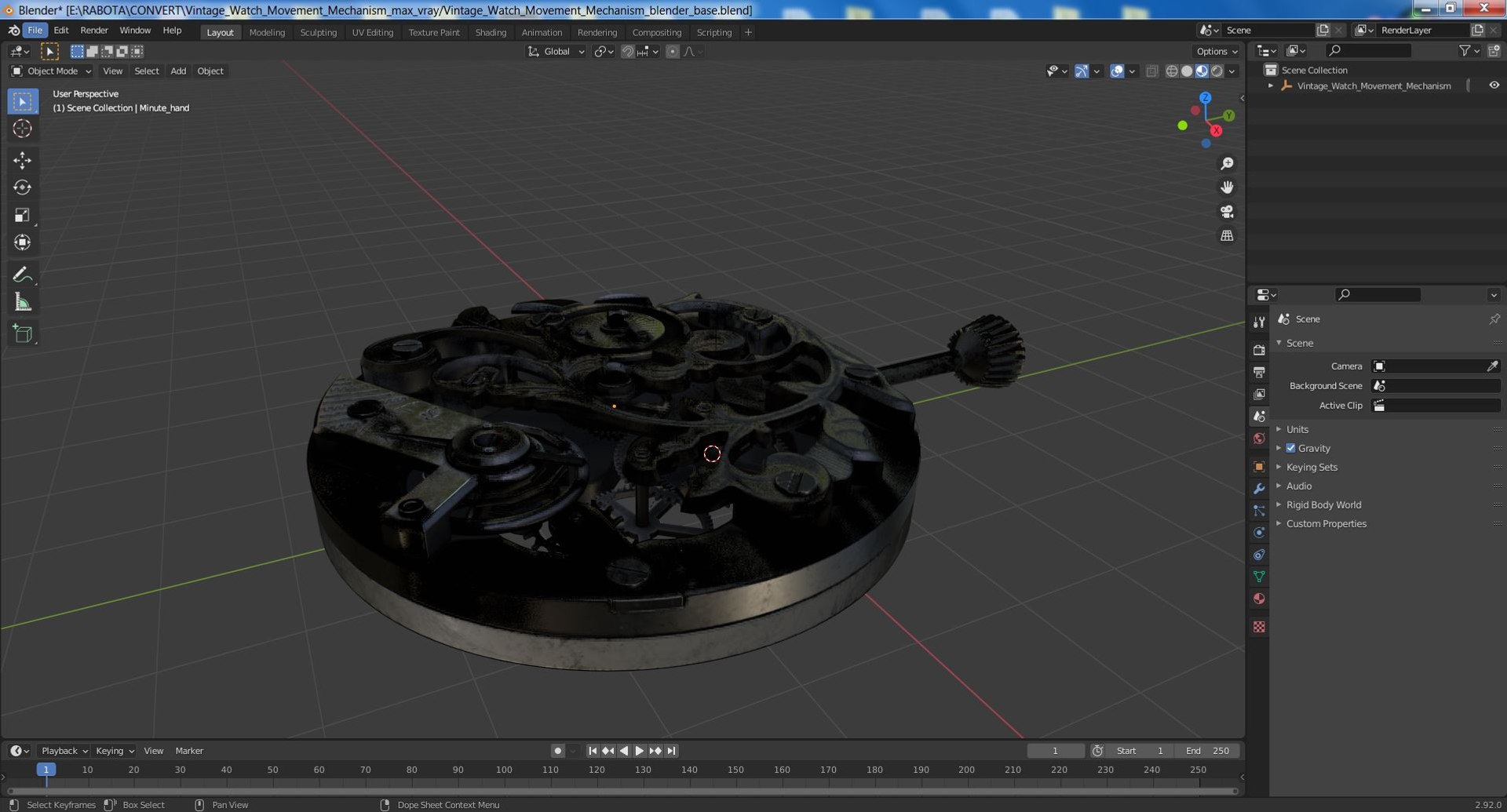 3D Vintage Watch Movement Mechanism Model - TurboSquid 2204054