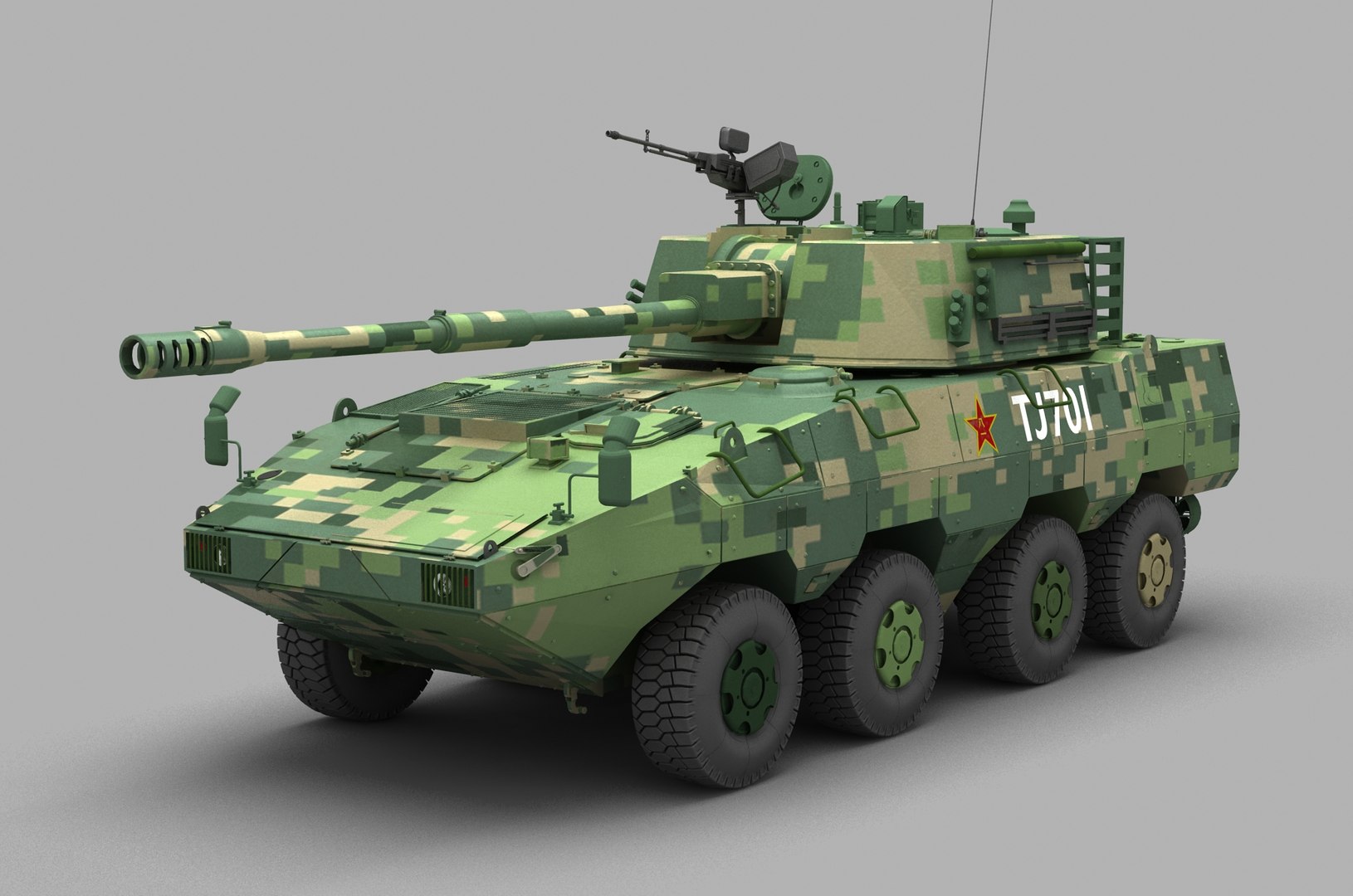 3D Model Pla Ztl11 Wheeled Assault - TurboSquid 1646175
