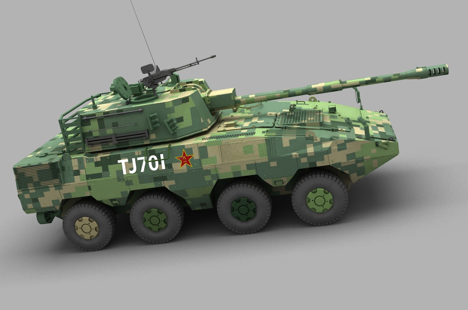 3D Model Pla Ztl11 Wheeled Assault - TurboSquid 1646175