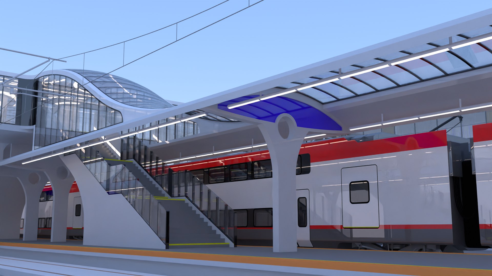 Stations With Stadler Kiss Train 3D Model - TurboSquid 2299137
