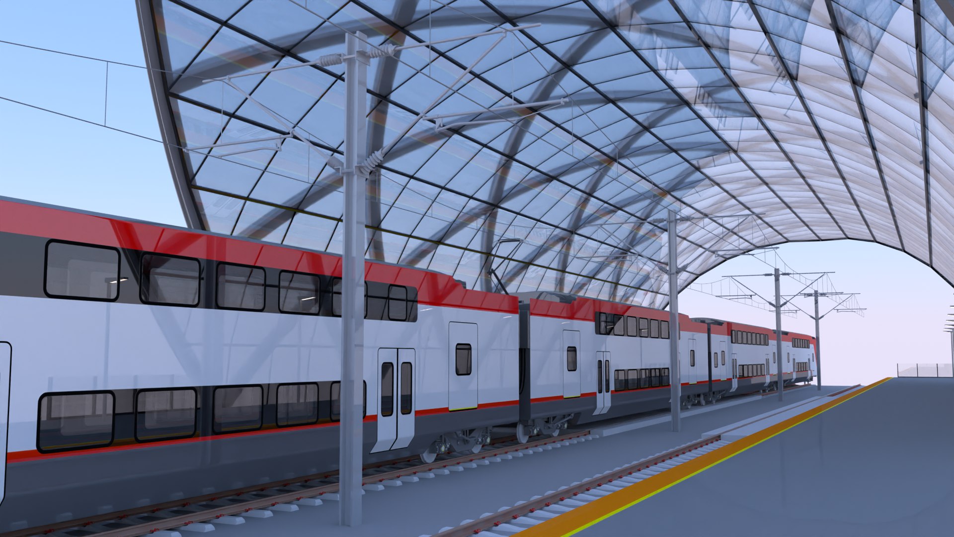 Stations With Stadler Kiss Train 3D Model - TurboSquid 2299137