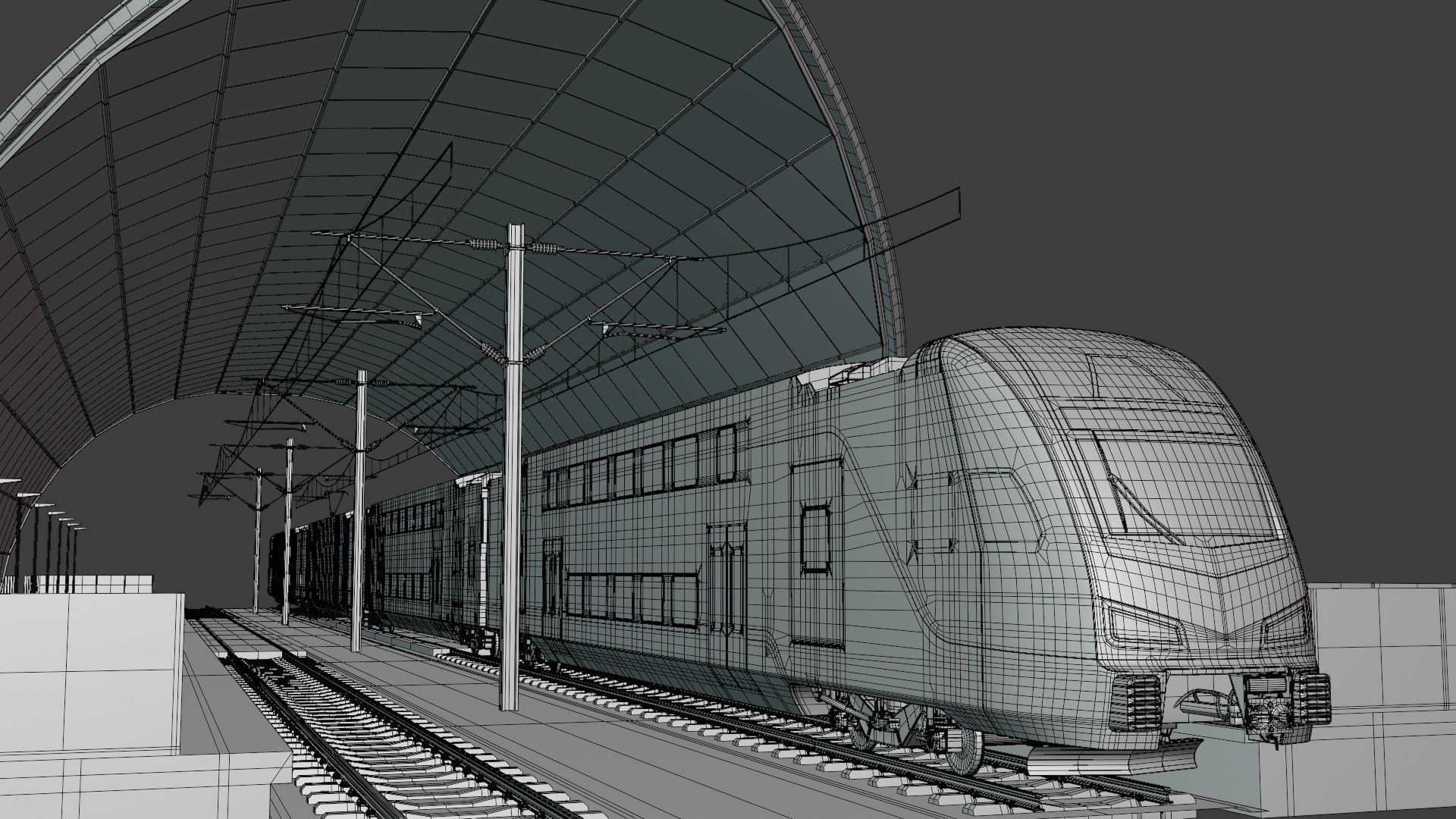 Stations With Stadler Kiss Train 3D Model - TurboSquid 2299137