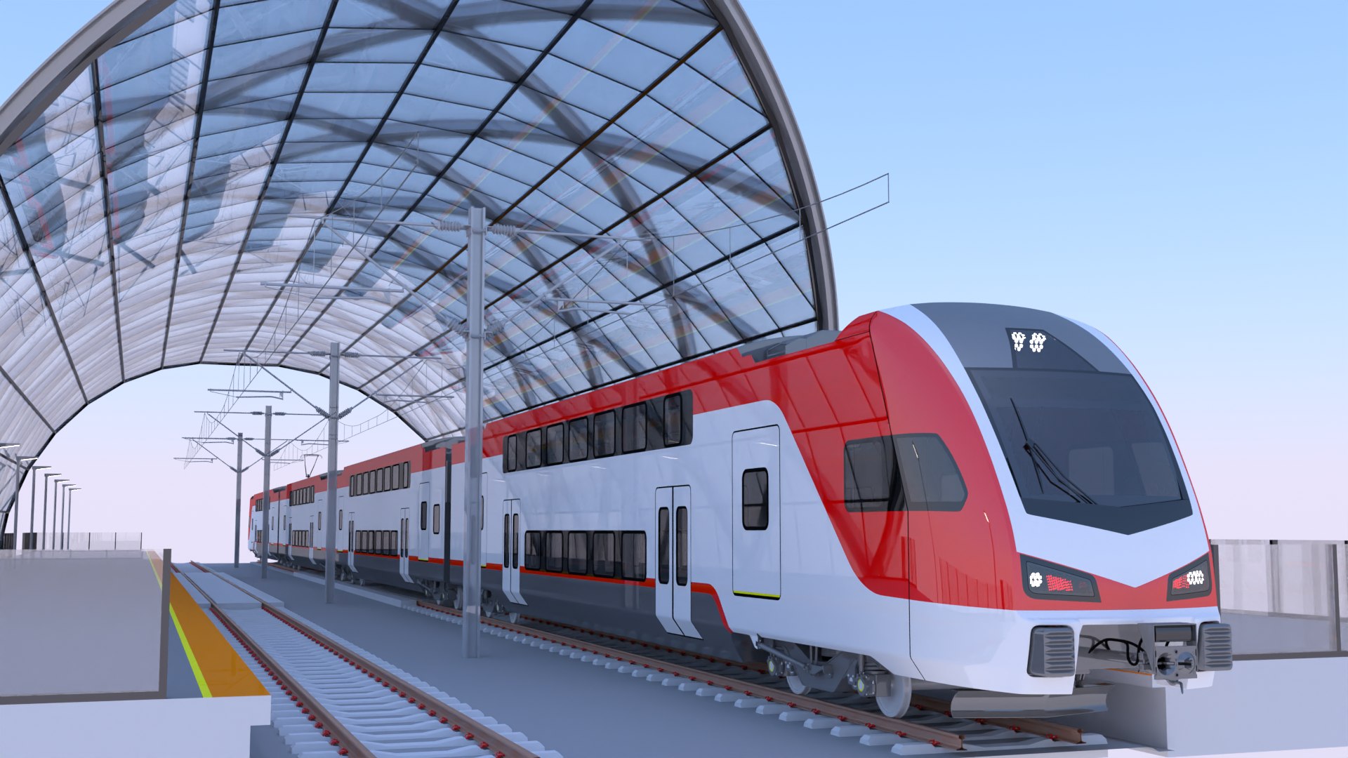 Stations With Stadler Kiss Train 3D Model - TurboSquid 2299137