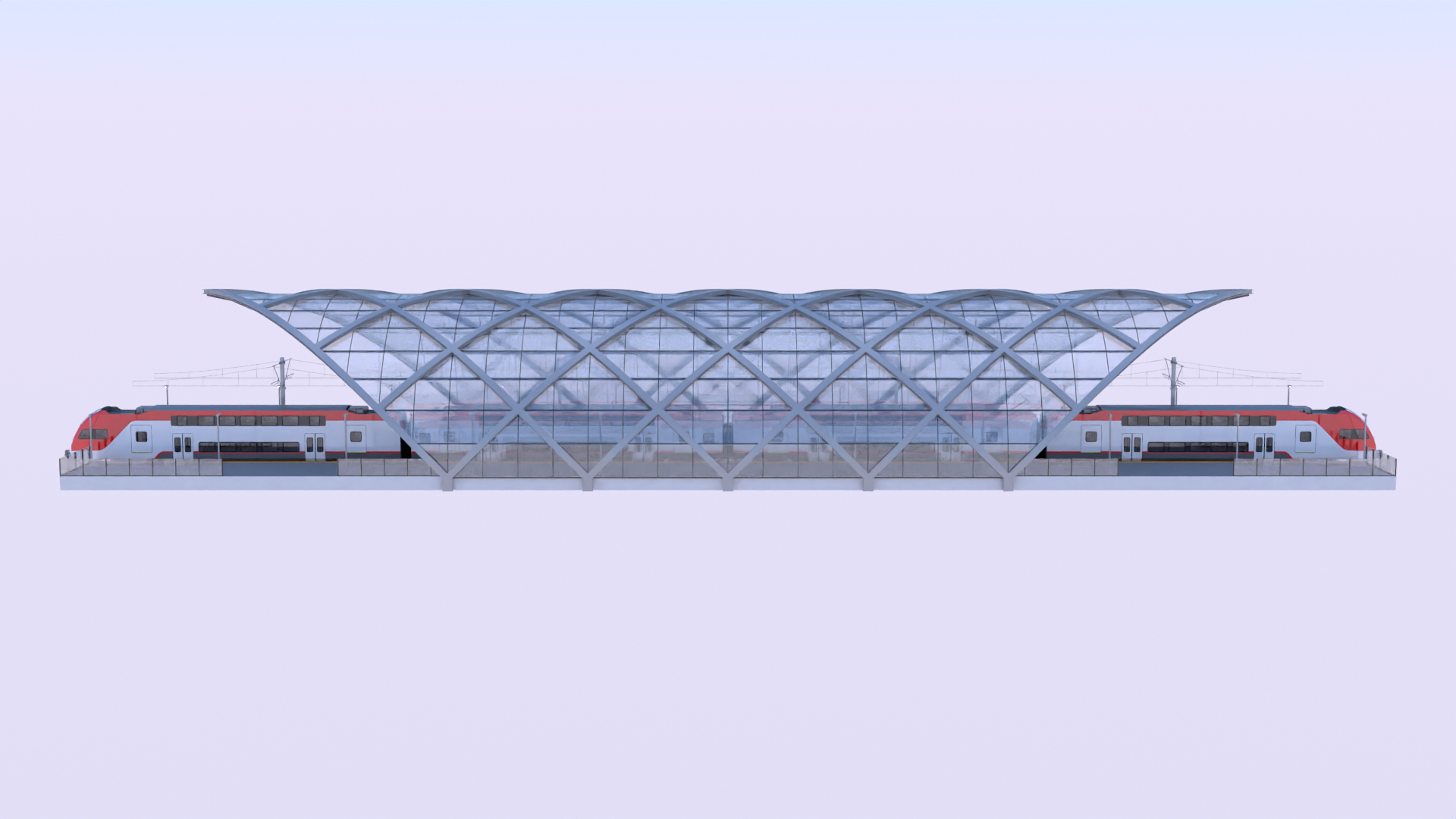Stations With Stadler Kiss Train 3D Model - TurboSquid 2299137