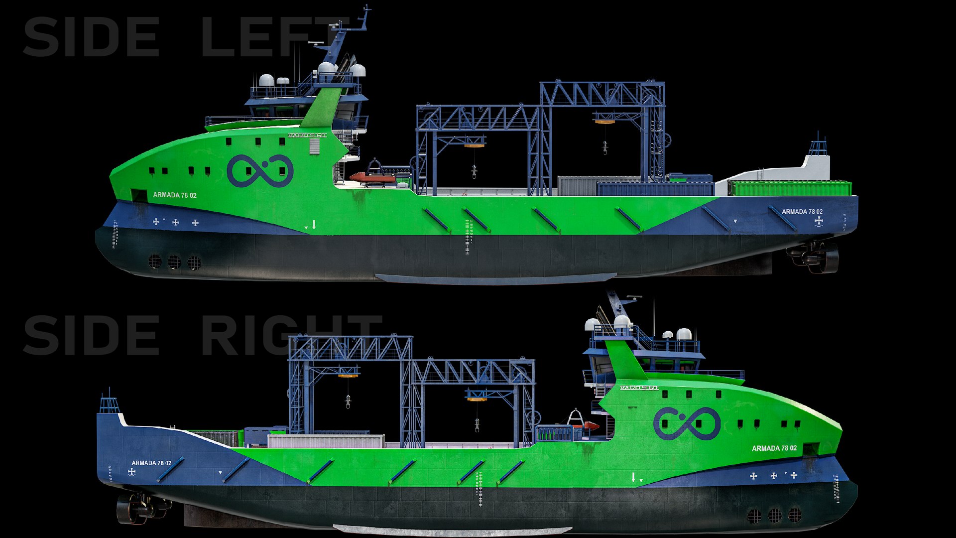 Offshore Supply Vessel Armada 7802 USV Mothership Advanced PBR 3D Model ...