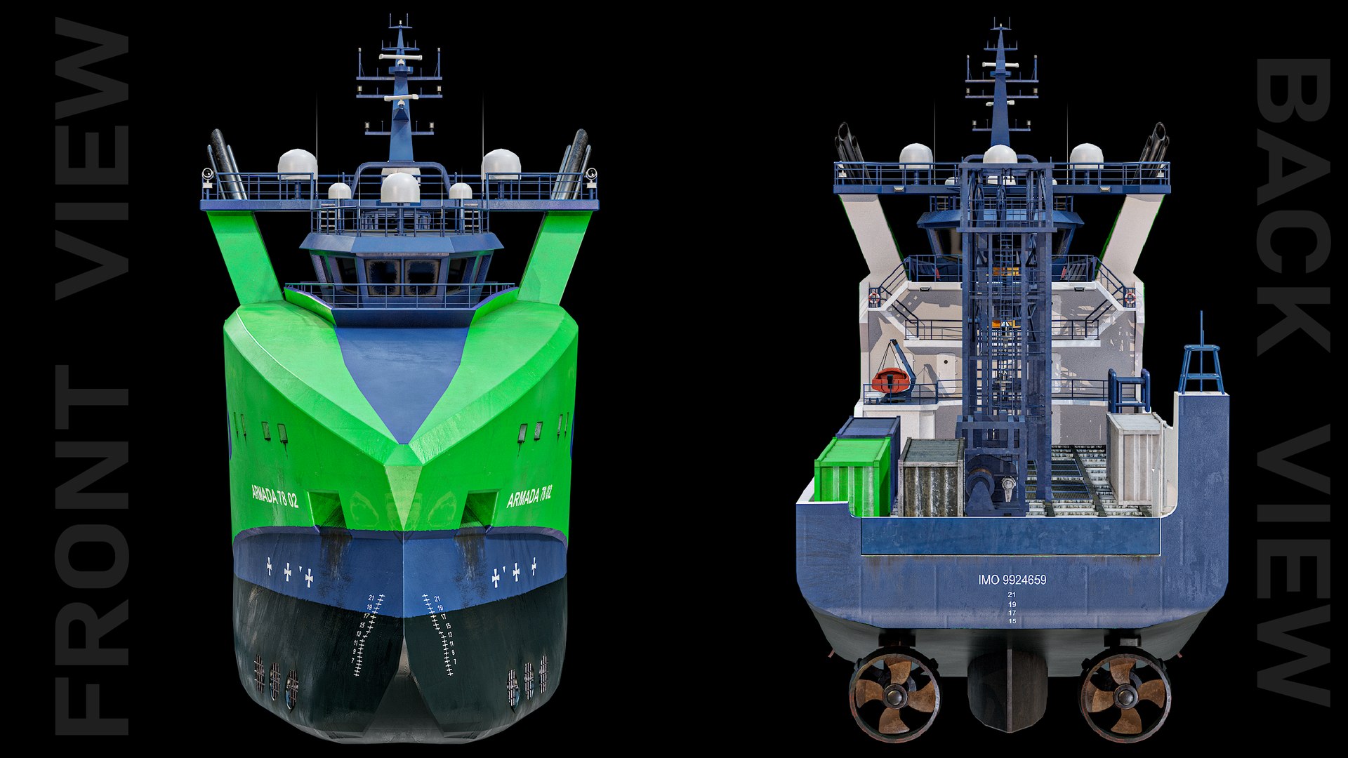 Offshore Supply Vessel Armada 7802 USV Mothership Advanced PBR 3D Model ...