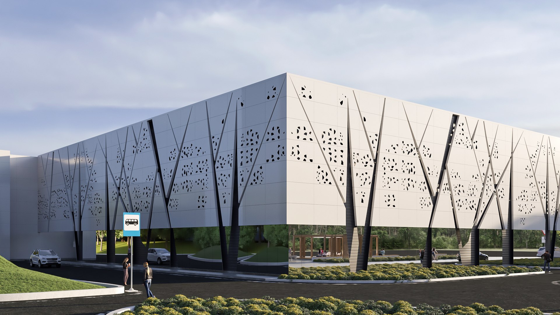 Commercial Building 3D Exterior Scene Model - TurboSquid 2166737