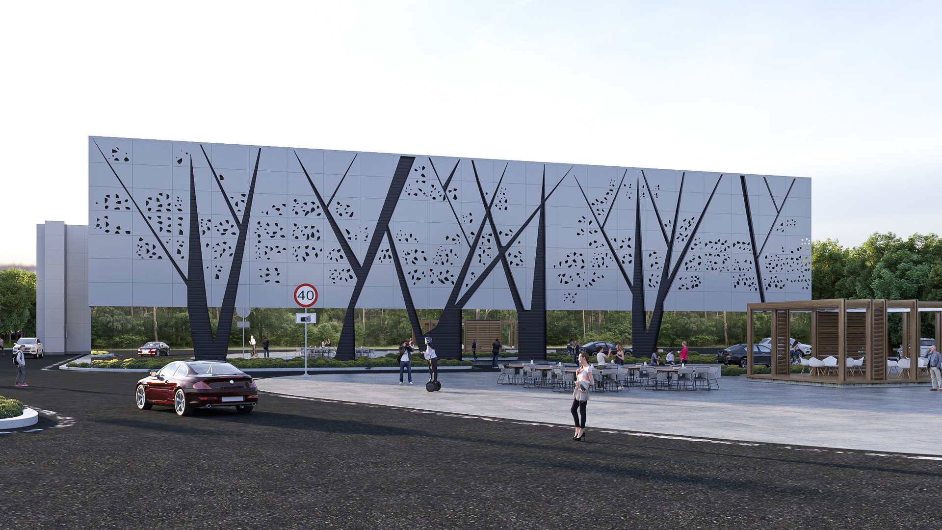 Commercial Building 3D Exterior Scene Model - TurboSquid 2166737
