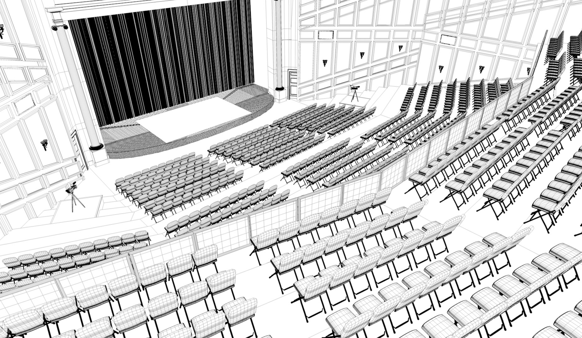 3D Theater Interior Stage Model - TurboSquid 1659390