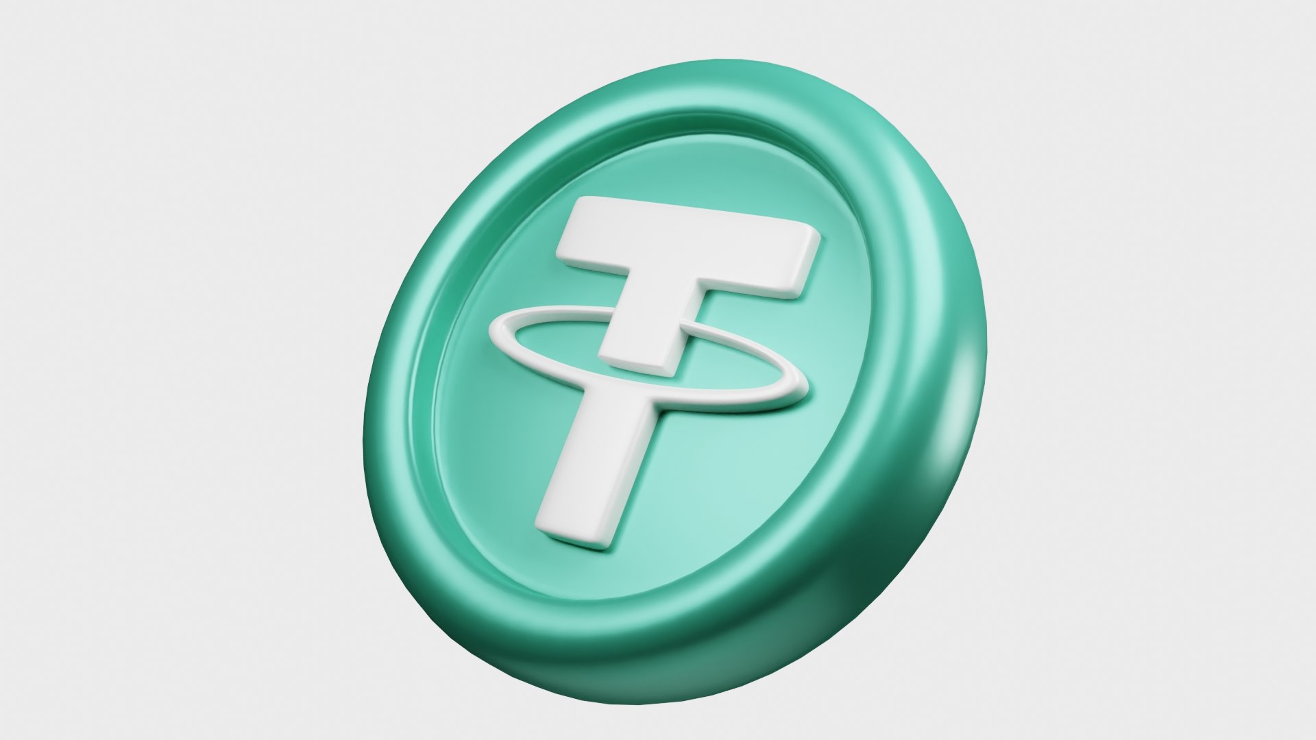 Tether or USDT Green Crypto Coin with cartoon style 3D model ...