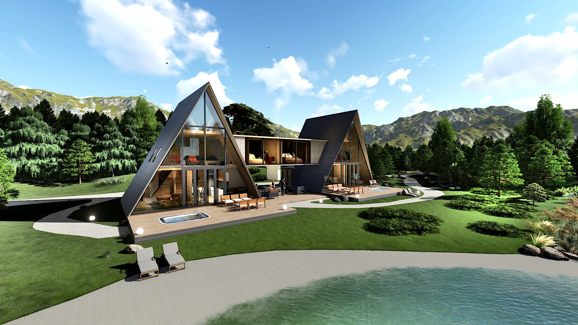 3D Modern Double Frame House Model - TurboSquid 1547899