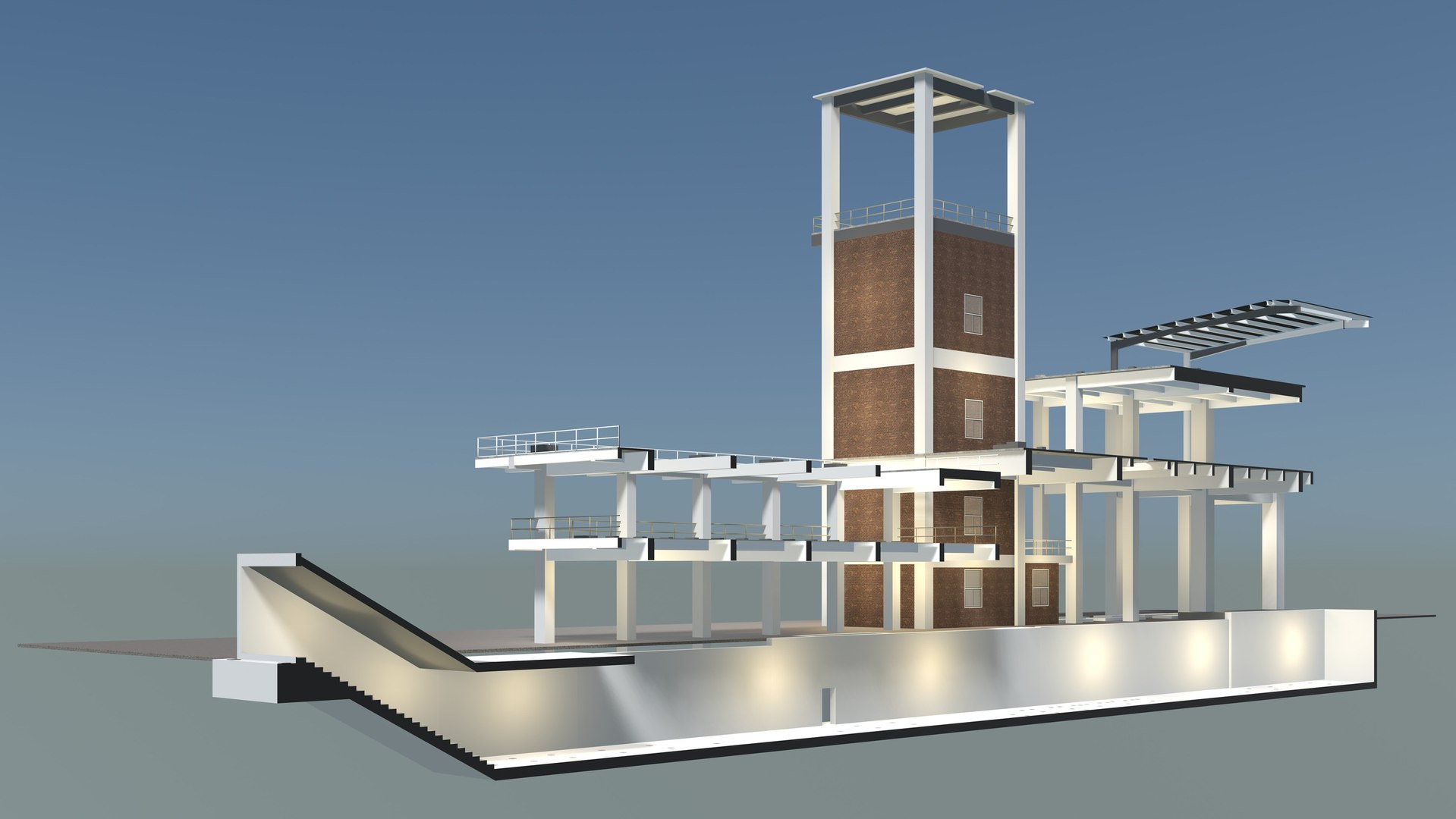 Industrial Building In Section Cut 25i08 3D Model - TurboSquid 2347286