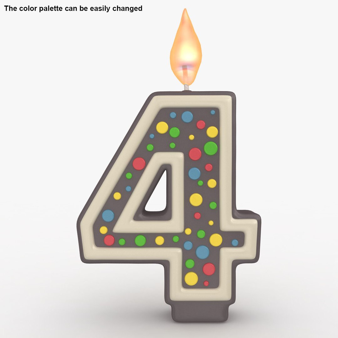 Realistic Number Candle 4 3d Max