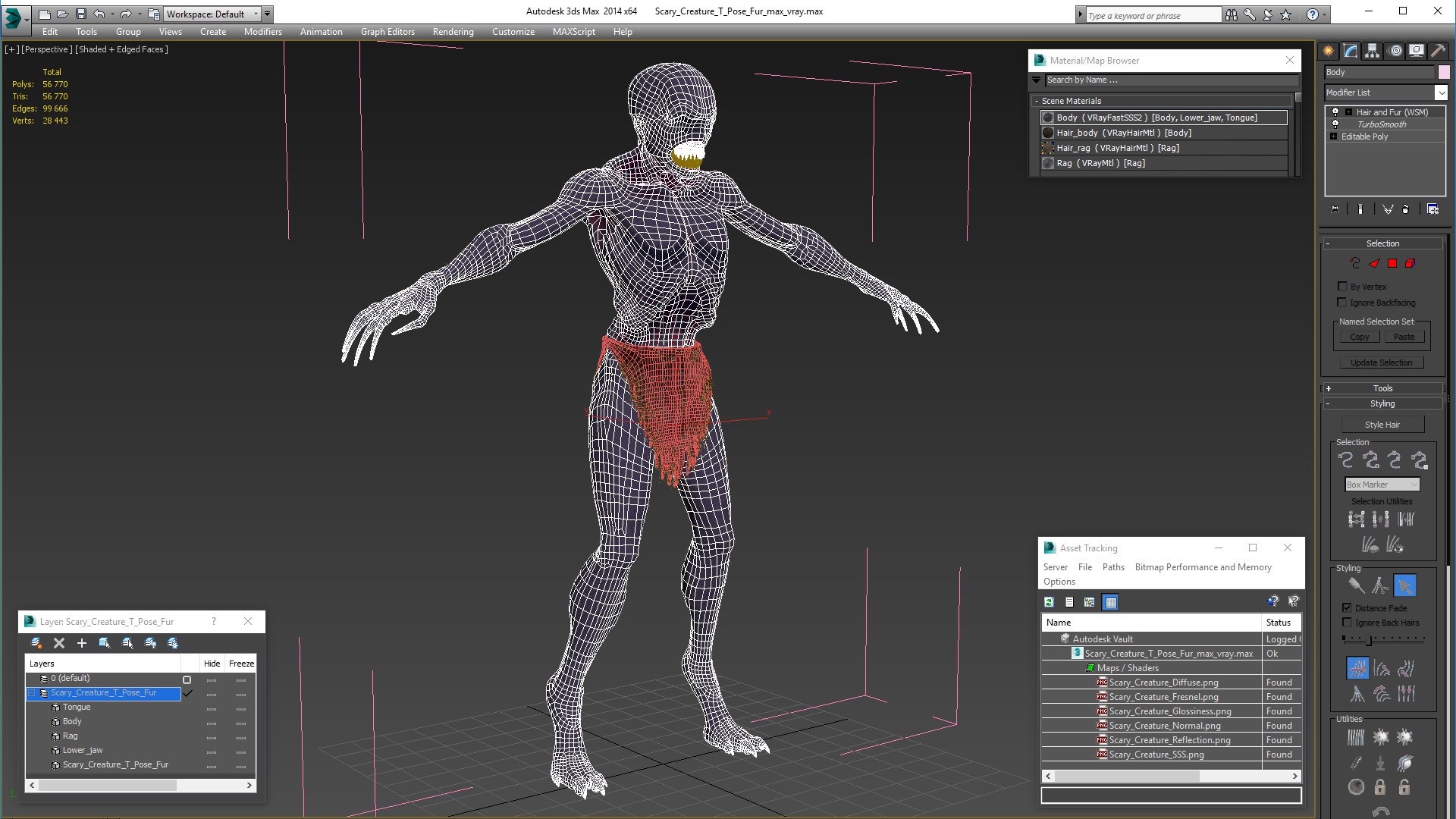 Creature t pose fur 3D model - TurboSquid 1703656